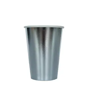 JOLLITY & CO Solid Shade Colors Paper Party Cups, Set Of 8 Silver
