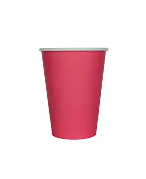 JOLLITY & CO Solid Shade Colors Paper Party Cups, Set Of 8 - Watermelon