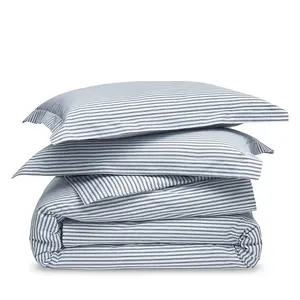 PETITE PLUME Ticking Duvet Set, Full/queen - Navy