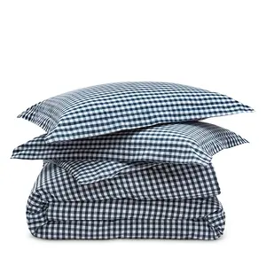 PETITE PLUME Gingham Duvet Set, Twin - Navy