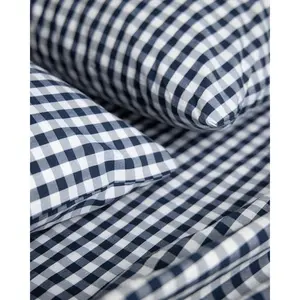 PETITE PLUME Gingham Duvet Set, Twin - Navy