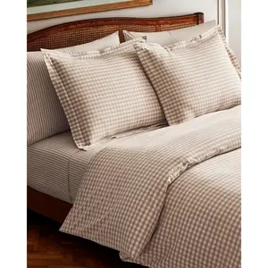 PETITE PLUME Gingham Duvet Set, King - Camel