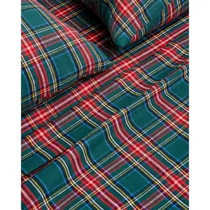 PETITE PLUME Tartan Flannel Sheet Set, King - Kensington Tartan