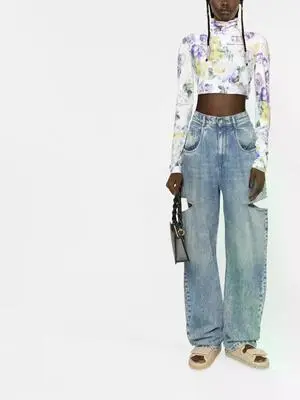 Off-White Floral-print Cropped Top