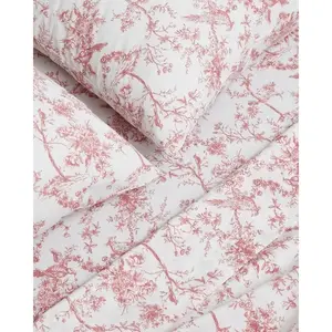 PETITE PLUME Timeless Toile Percale King Pillowcase, Set Of 2 - Pink
