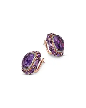 Bloomingdale'S Amethyst & Diamond Halo Stud Earrings In 14k