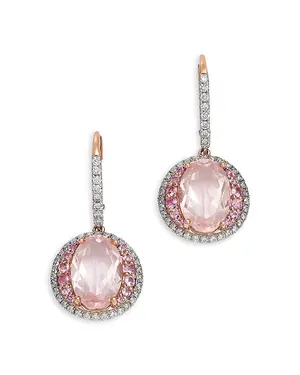 Bloomingdale'S Rose Quartz, Pink Sapphire & Diamond Drop Earrings In 14k - Rose Gold