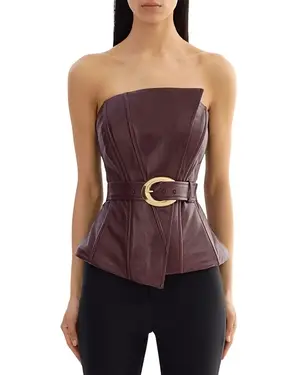 LAMARQUE Leather Belted Corset Top