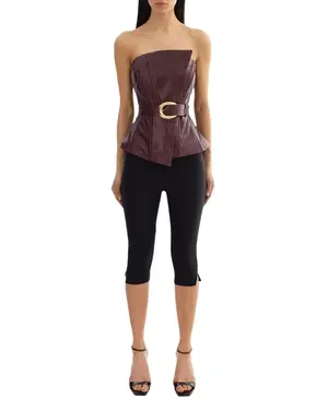 LAMARQUE Leather Belted Corset Top