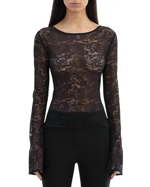 LAMARQUE Lace Bell Sleeve Top