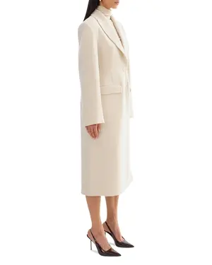 LAMARQUE Wool Peak Lapel Single-breasted Coat
