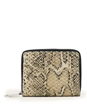 ALLSAINTS Lena Snake Embossed Leather Zip Wallet - Desert White