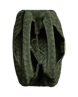 Bottega Veneta Campana Large Intrecciato Shoulder Bag - Green Tweed/brass