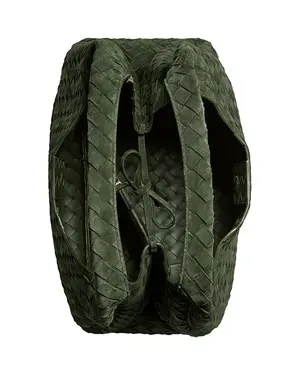 Bottega Veneta Campana Large Intrecciato Shoulder Bag - Green Tweed/brass