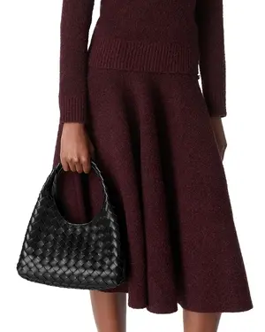 Bottega Veneta Campana Small Intrecciato Leather Shoulder Bag - Black/muse Brass