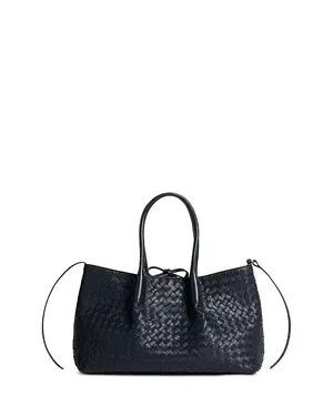 Bottega Veneta Pinacoteca Intrecciato Reversible Tote - Midnight/muse Brass