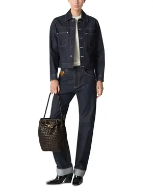 Bottega Veneta Andiamo Small Intrecciato Leather Bucket Bag - Fondant/muse Brass