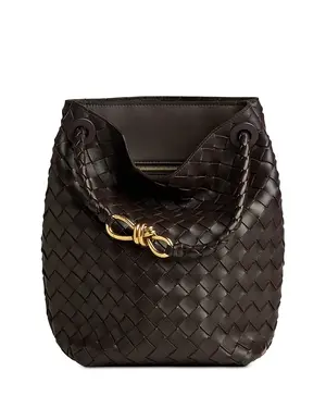 Bottega Veneta Andiamo Small Intrecciato Leather Bucket Bag - Fondant/muse Brass