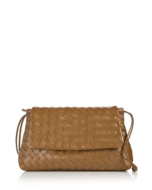 Bottega Veneta Giorno Intrecciato Shoulder Bag - Dark Caramel/gold