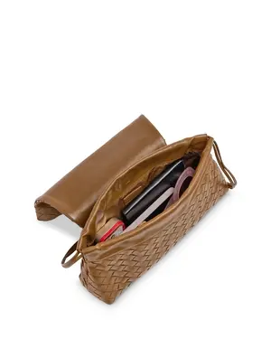 Bottega Veneta Giorno Intrecciato Shoulder Bag - Dark Caramel/gold