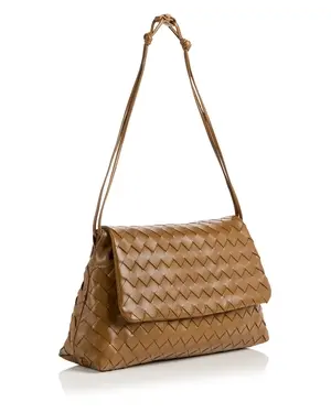 Bottega Veneta Giorno Intrecciato Shoulder Bag - Dark Caramel/gold