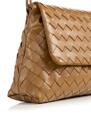 Bottega Veneta Giorno Intrecciato Shoulder Bag - Dark Caramel/gold