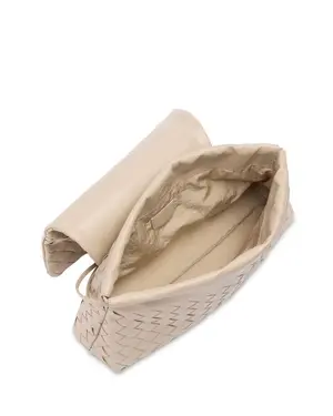 Bottega Veneta Giorno Intrecciato Leather Shoulder Bag - Ecru/gold