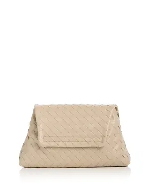 Bottega Veneta Giorno Intrecciato Leather Shoulder Bag - Ecru/gold