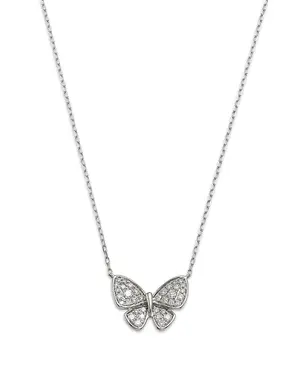 Bloomingdale'S Diamond Butterfly Pendant Necklace - White Gold