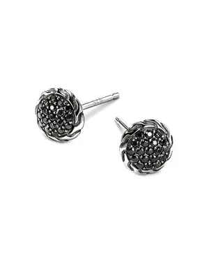 John Hardy Sterling Black Sapphire Cluster Stud Earrings - Silver