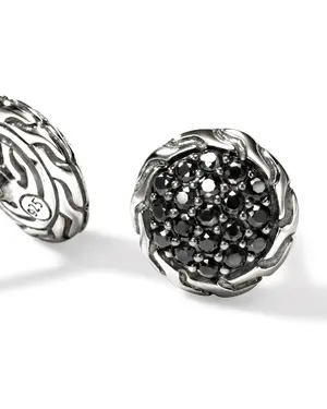 John Hardy Sterling Black Sapphire Cluster Stud Earrings - Silver
