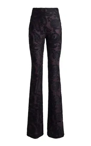 Etro Flocked Stretch-velvet Flared Pants - Black