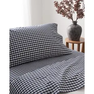 PETITE PLUME Gingham Sheet Set, Queen - Navy