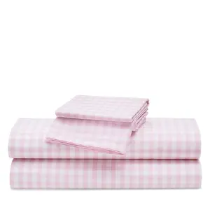 PETITE PLUME Gingham Sheet Set, Queen - Pink