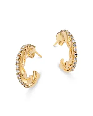 MOON & MEADOW 14k Yellow Diamond Hoop Earrings - Gold
