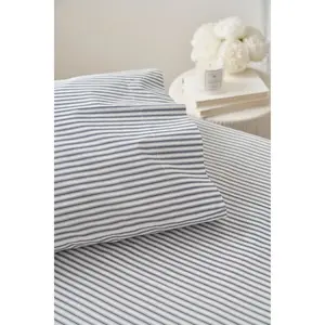 PETITE PLUME Ticking Standard Pillowcase, Set Of 2 - Navy