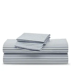 PETITE PLUME Ticking Sheet Set, King Navy