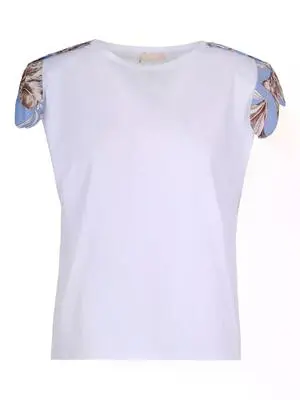 Liu Jo Floral-sleeve T-shirt - White