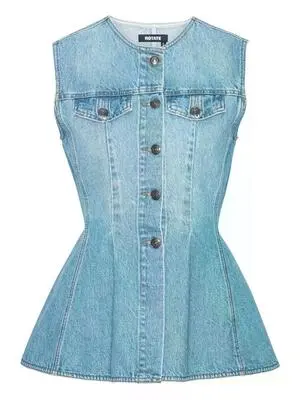 ROTATE BY BIRGER CHRISTENSEN Flared Denim Top