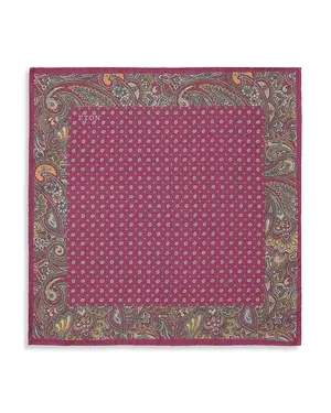 Eton Paisley Silk Pocket Square - Medium Purple