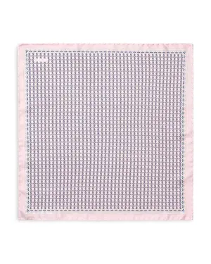 Eton Geometric Print Pocket Square - Medium Pink