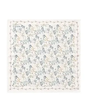 Eton Botanical Print Silk Pocket Square