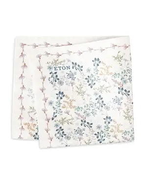 Eton Botanical Print Silk Pocket Square