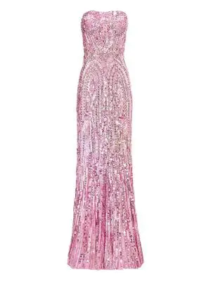 Jenny Packham Sequin-embellished Strapless Gown - Pink