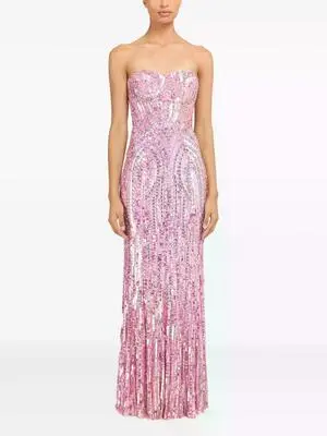 Jenny Packham Sequin-embellished Strapless Gown - Pink