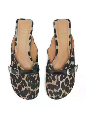 GANNI Buckle Leopard-print Mules
