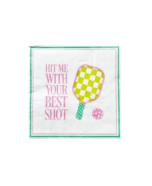 JOLLITY & CO Pickleball Social Club "hit Me With Your Best Shot" Paper Cocktail Napkins, Set Of 20 - Multicolor