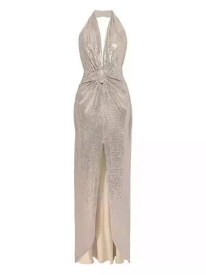 NISSA Sequin-embellished Backless Maxi Dress - Neutrals