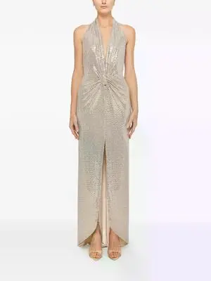 NISSA Sequin-embellished Backless Maxi Dress - Neutrals