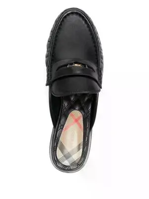 Burberry Leather Cadet Mules With Enamelled Knight Plaque